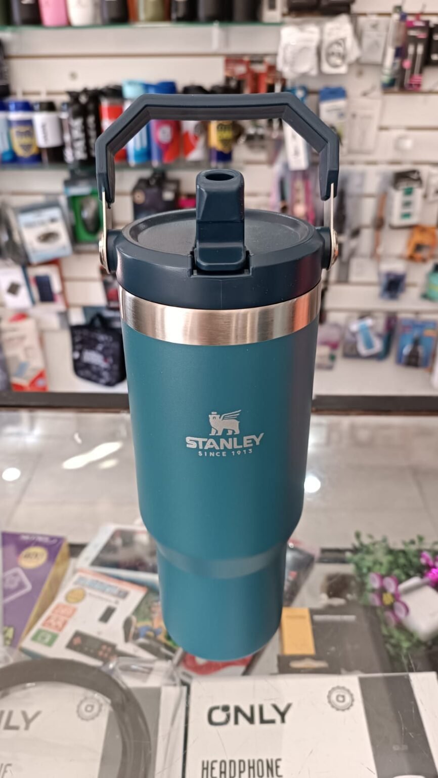 VASO TERMICO SIMIL STANLEY AZUL MEDITERRANEO CON PICO Y MANIJA 900ML ...