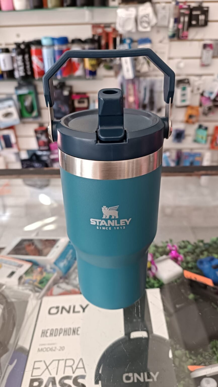 VASO TERMICO SIMIL STANLEY AZUL CON PICO Y MANIJA 700ML – Electro Gamer