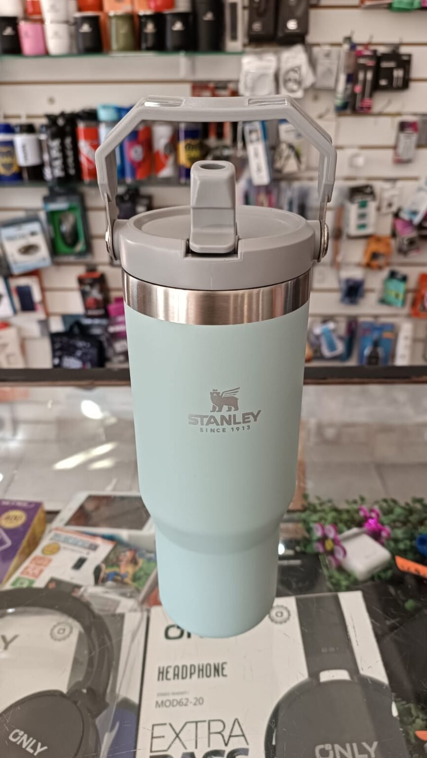 VASO TERMICO SIMIL STANLEY VERDE CON PICO Y MANIJA 900ML – Electro Gamer